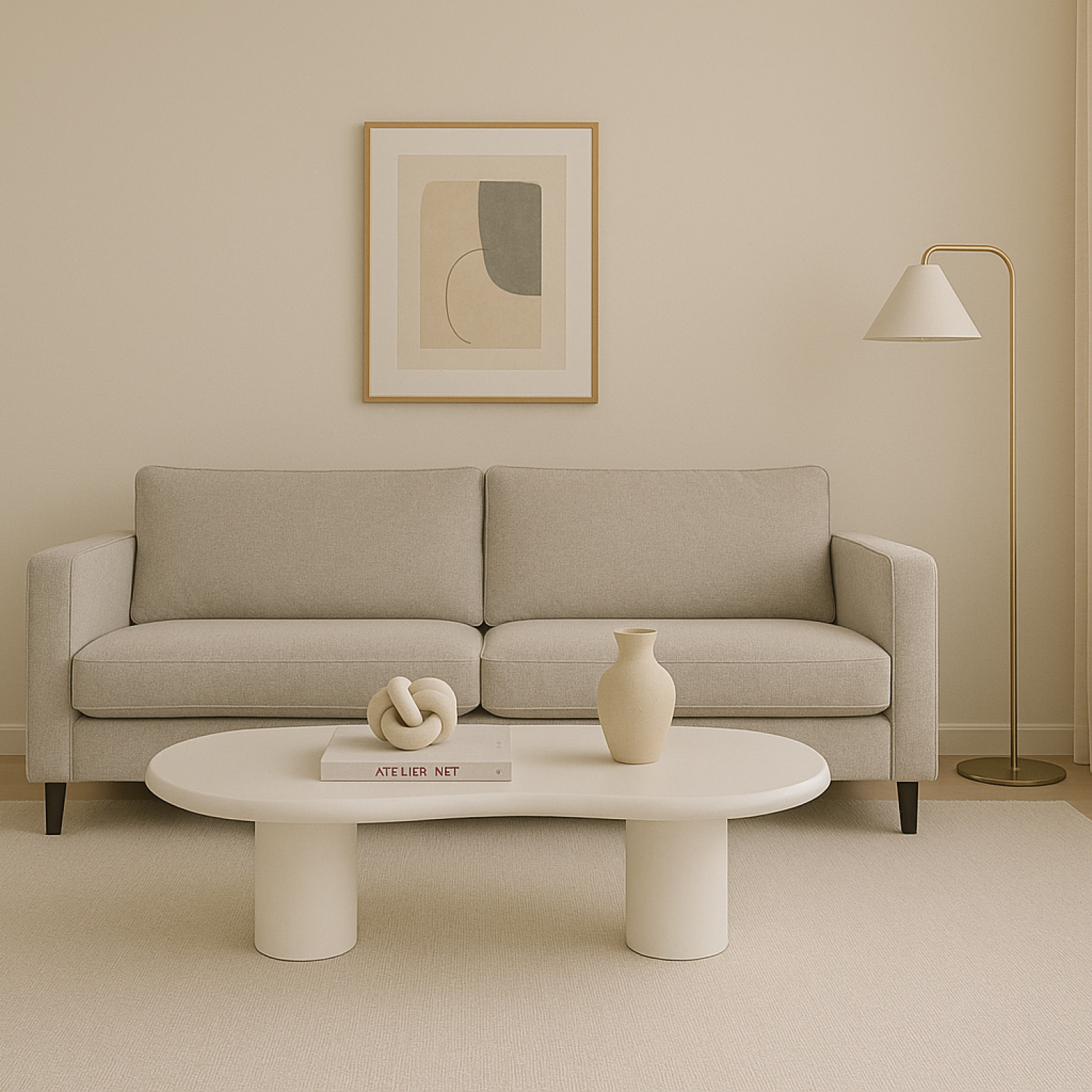 Modern Organik Form Masif Orta Sehpa – Minimal Tasarım, Oval Beyaz ...